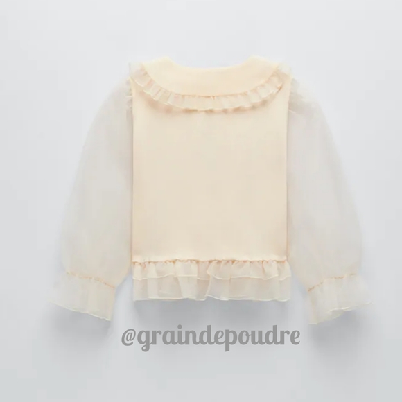 Zara | Tops | Zara Ivory Sheer Ruffle Knit Cropped Cardigan Top | Poshmark
